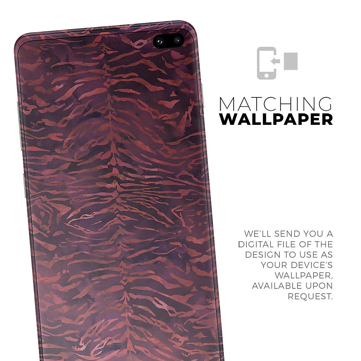 DesignSkinz Wine Watercolor Tiger Pattern Protective Vinyl Decal Wrap Skin Cover Compatible with The Samsung Galaxy S20 (Screen Trim & Back Glass Skin)
