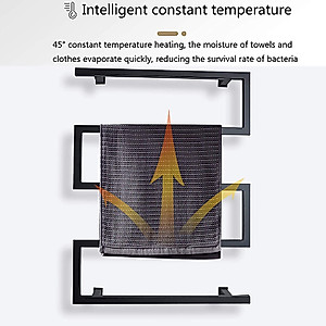 Heated Towel Rack, Towel Warmer Electric Heated Towel Rack with Timer 304 Stainless Steel Heated Towel Rail Wall Mounted 5 Bars Waterproof Bath Towel Heater 80×60×12Cm,White ，Electric Towel Warmer