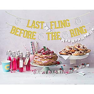 Last Fling Before The Ring Banner Gold & Silver Glitter, Bachelorette Party Decoration Banners, Bachelorette Sign Bachelorette Party Photo Props
