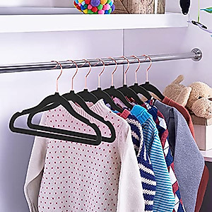 Premium Kids Velvet Hangers Rose Gold 30 Pack,Black Baby Clothes Hangers Felt Hangers,Todder Hangers Infant Velvet Hangers for Nursery Children's Closet,Non Slip Space Saving Baby Hangers