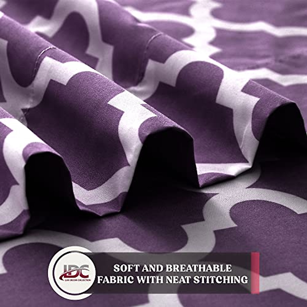 Lux Decor Full Size Bed Sheets Set, 4-Pc, Breathable Hotel Style Sheets, Microfiber Sheets Deep Pockets, Easy-Fit, Soft & Wrinkle Free Oeko-Tex Quatrefoil Bed Sheets (Full, Purple)