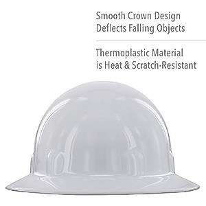 Fibre-Metal by Honeywell E1RW Supereight Thermoplastic Full Brim Hard Hat with 8 Pt. Ratchet Suspension, White
