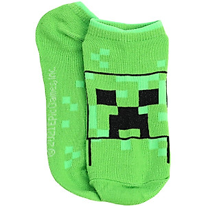 Minecraft Boys' Low Cut Socks, 6 Pair Pack, Green, Medium