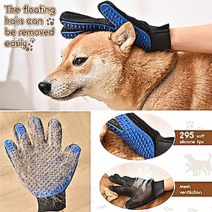 10 Pieces Pet Grooming Brush and Combs Set, Pet Grooming Gloves, 2-in-1 Steel Combs for Dogs and Cats, Metal Flea Comb for Cats, Dog Nail Trimmer, Dog Finger Toothbrush