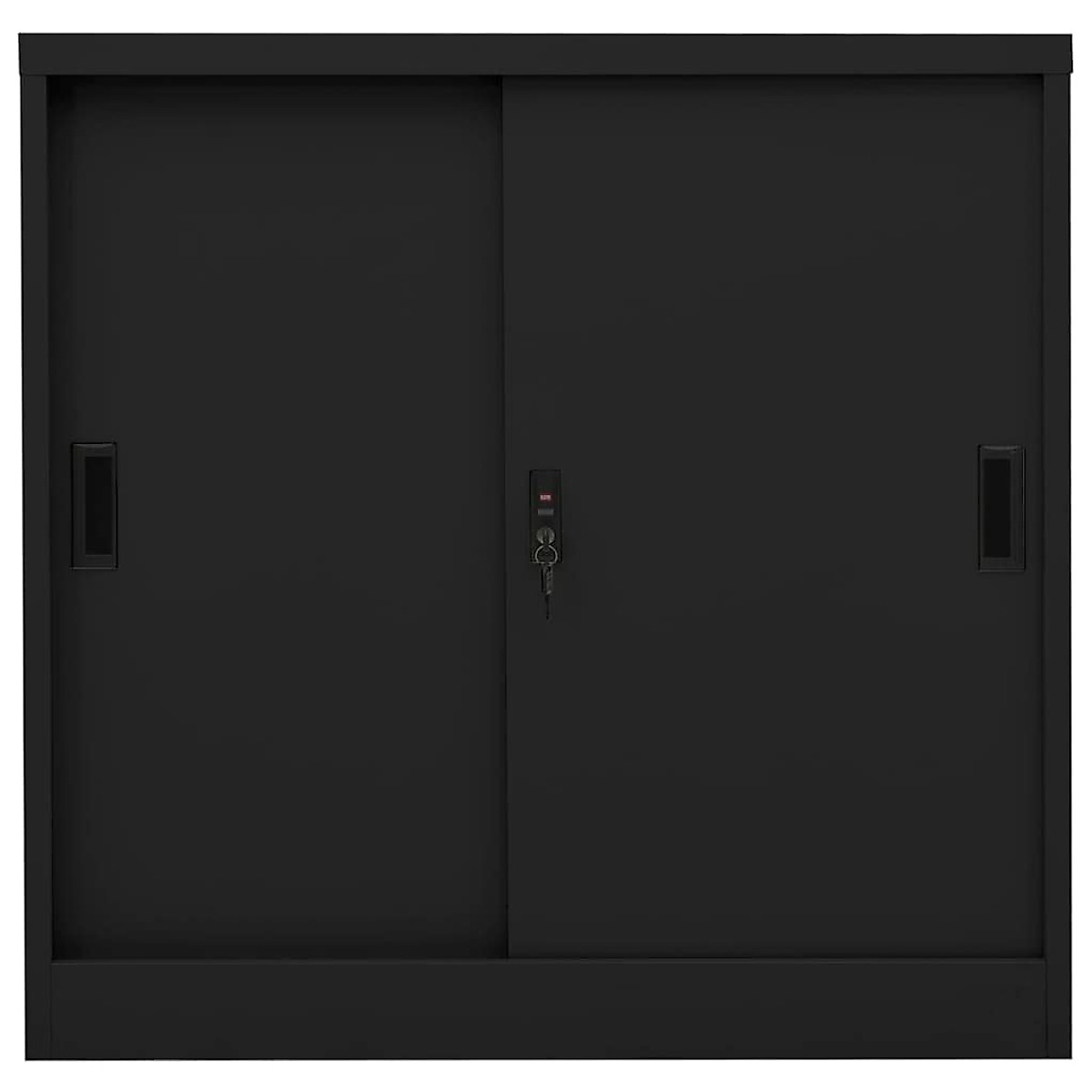 vidaXL Steel Office Cabinet - 35.4"x15.7"x35.4" - Versatile Storage Solution with Adjustable Shelves and Sliding Door - Ideal for Office Use - Black