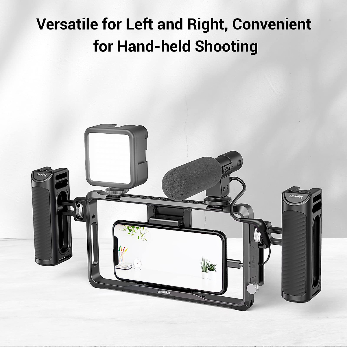 SmallRig Side Handle for Phone Cage Smartphone Video Rig Cage for iPhone cage for Samsung Cage Universal Phone Cage Aluminum with Cold Shoe and 1/4 Threads - HSS2424