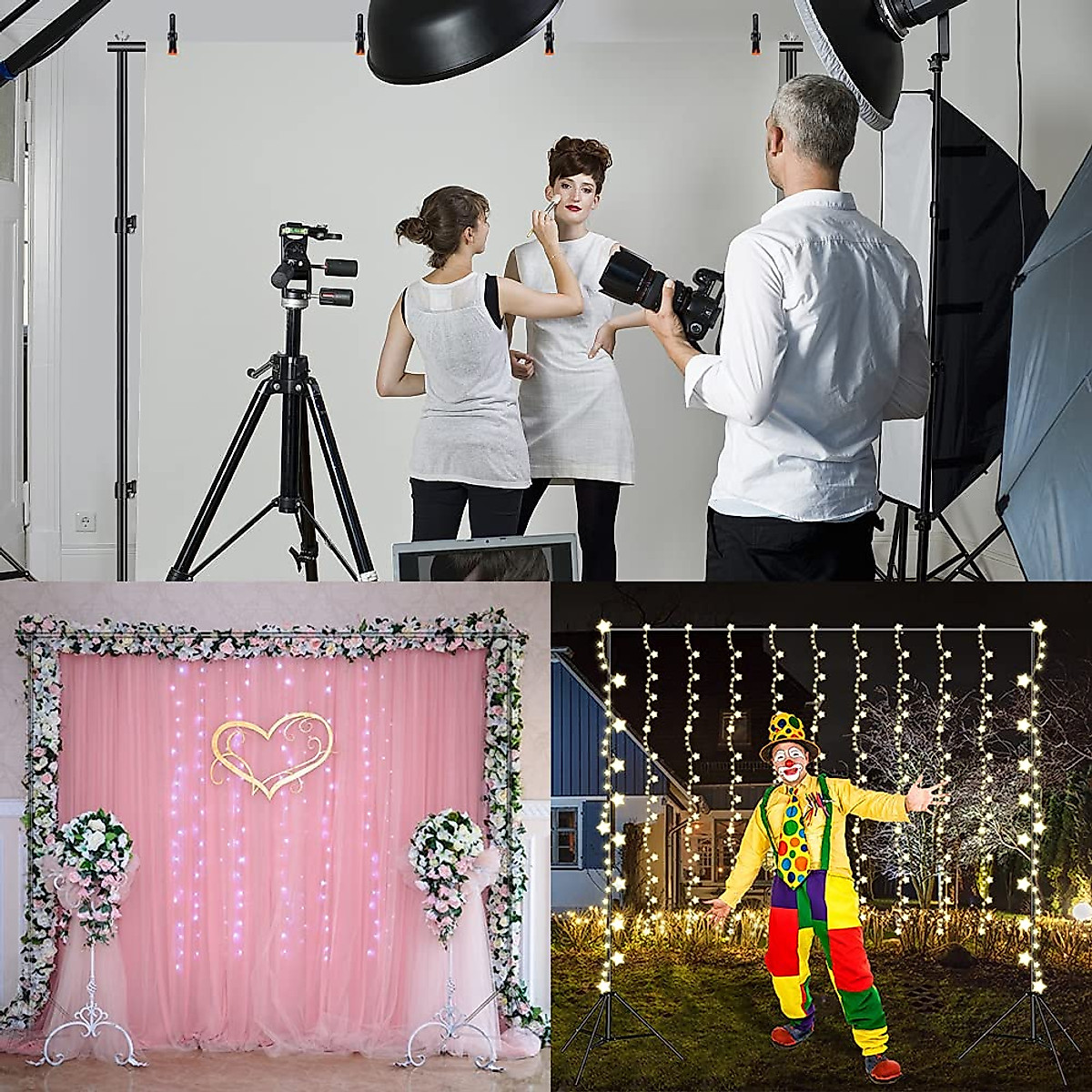 Lidlife Backdrop Stand,6.5 x 10ft Adjustable Photography Background Support System Kit,Background Stand with 4 Spring Clamps and Sand Bag,Carry Bag for Photo Video