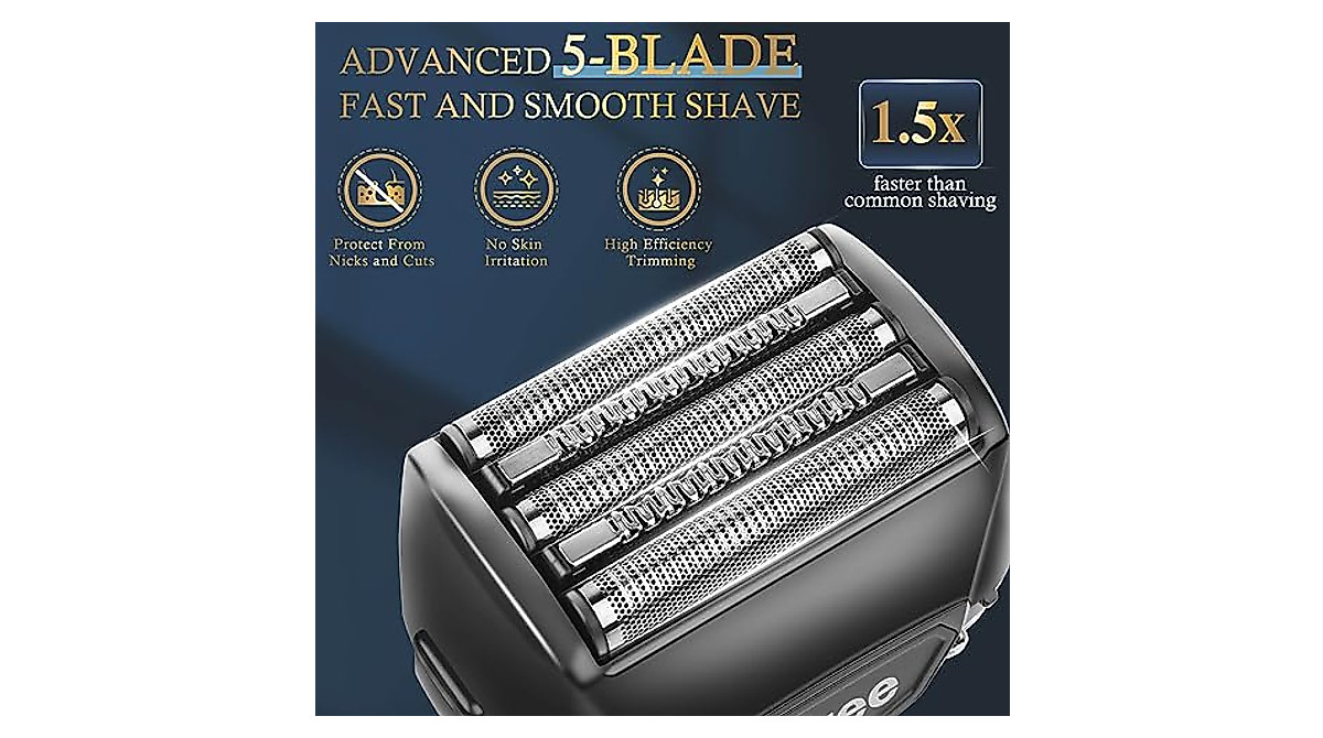 Ufree Men’s Waterproof Electric Razor with 5 Blades & Trimmer