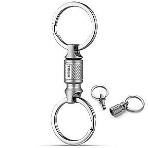 TISUR Titanium Quick Release Keychain, Retractable Key Chain Detachable Keychain Clip，Pull Apart Key Rings for Men Women