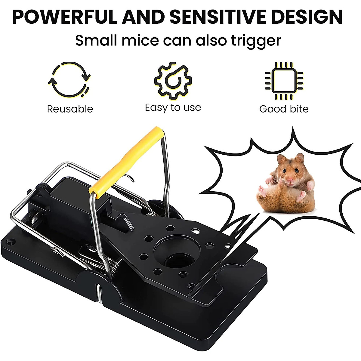 Grandpa Gus's Pest Control Large Snap Traps for Mice/Rats, Durable Plastic, Stainless Steel Powerful Spring Arm & Very Sensitive Trigger (Pack of 6)