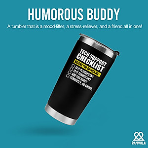 Panvola Tech Support Checklist Technical Support Gifts Computer Programmer Vacuum Insulated Tumbler Travel Mug 20 oz Black