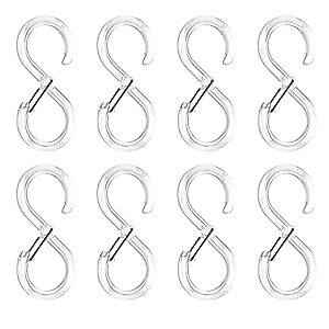 8 Pcs S Hooks Safety Buckle Hook Hanging Hooks for Hanging Pots and Pans Plants Clothes(Transparent)