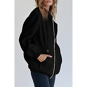 PRETTYGARDEN Women's 2023 Zip Up Y2K Hoodies Casual Long Sleeve Sweatshirts Fall Track Jackets With Pockets (Black,Small)