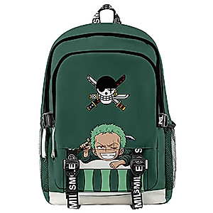 HANDAFA Unisex One Piece Large Capacity bag Manga Sea King Cosplay Backpack(Green Z)