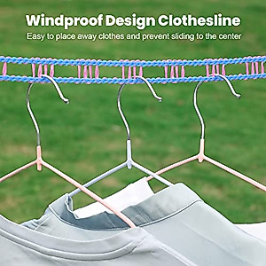HISAFA 3-Pack Windproof Clothesline with Hooks – 2023 Upgrade Thicker and Stronger, PE Material, 16ft – Ideal for Indoor/Outdoor Use & Travel