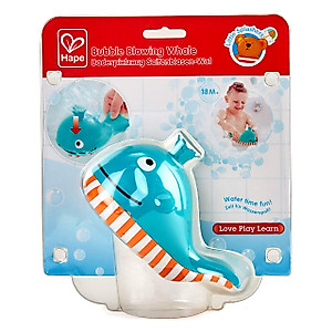 Hape Bubble Blowing Whale | Baby Squirt Toy for Bath Time Play, Blue, L: 5.7, W: 3.5, H: 3.5 inch