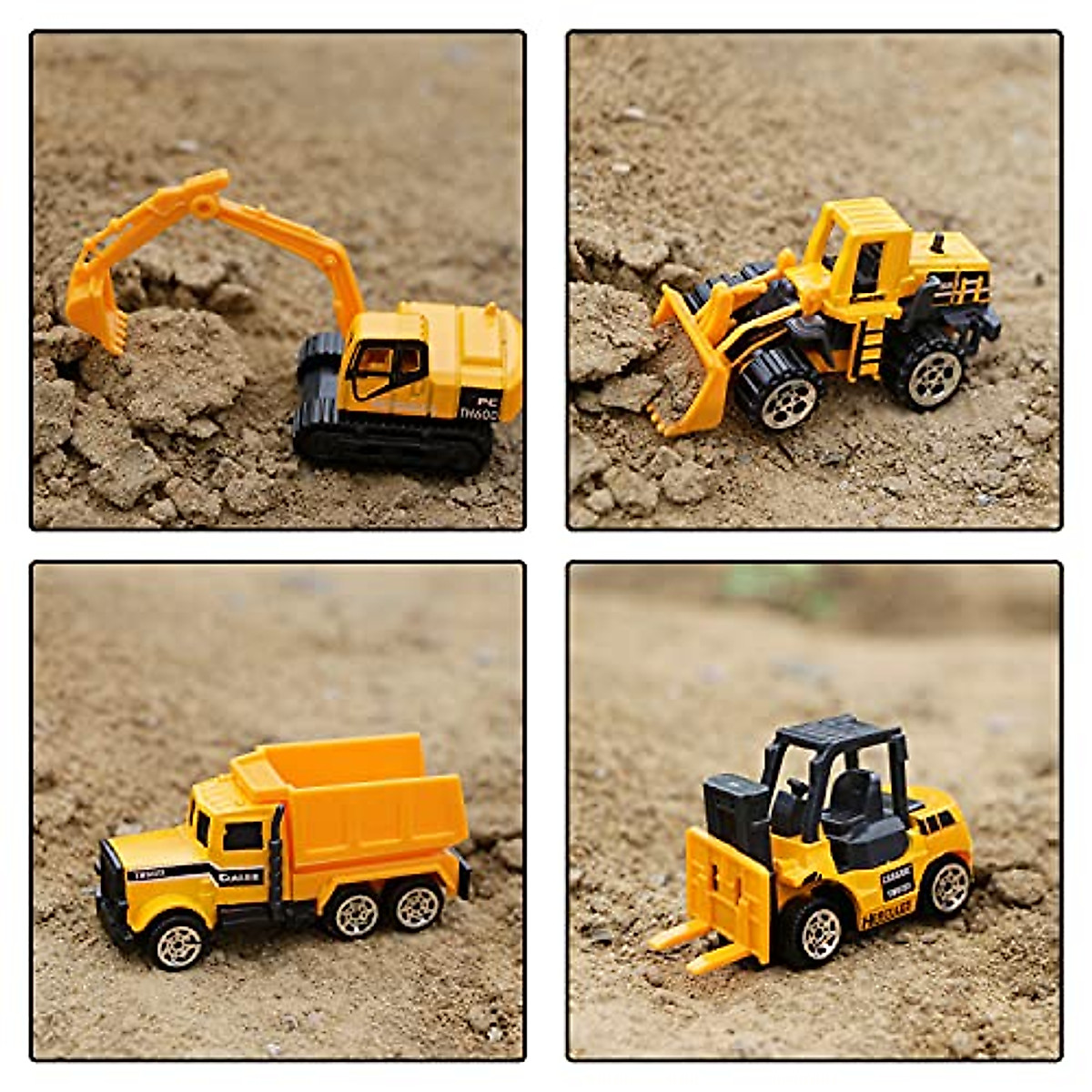 Dreamon Alloy Construcion Trucks for 3 Year Old Boys Birthday Party Cake Toppers for Kids Toddlers Mini Pocket Size Models Play Vehicles Cars Toys (6Pcs Set)