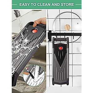 JOYHILL V-Blade Mandoline Slicer - Premium Stainless Steel Vegetable Chopper with 5 Blades, Safety Gloves, and Easy-to-Clean Design