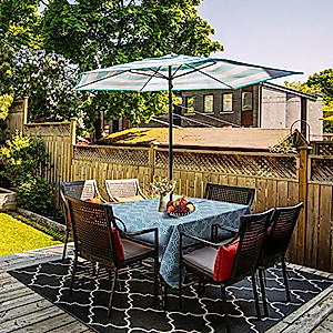 Elegant Moroccan Outdoor Tablecloth Waterproof Spillproof Polyester Fabric Table Cover with Zipper Umbrella Hole for Patio Garden Open Courtyards