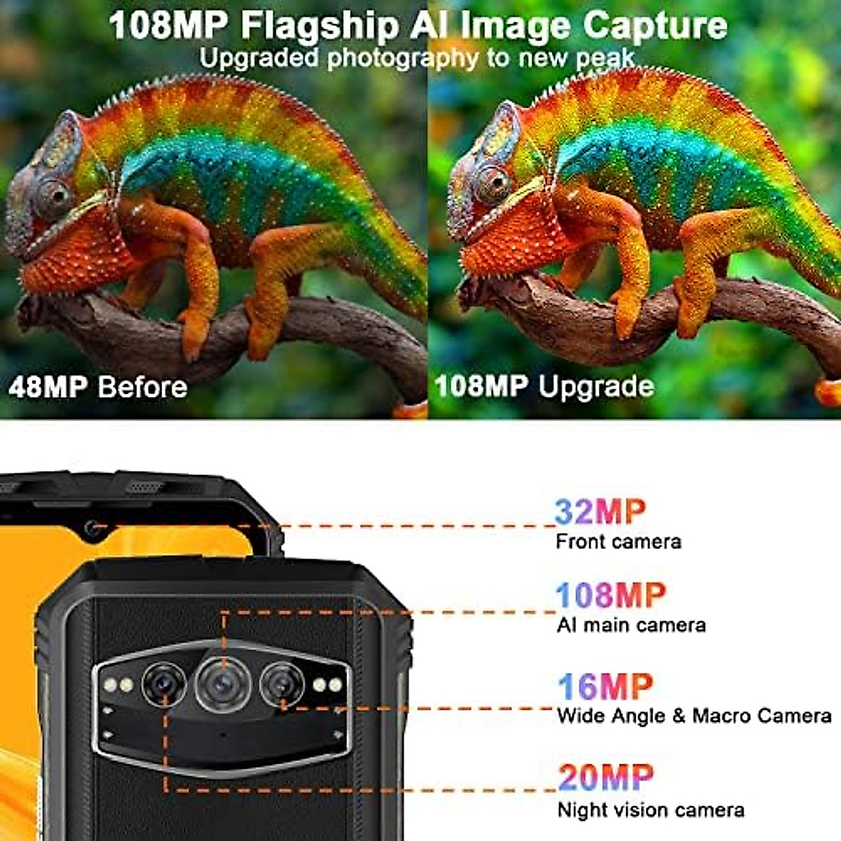 V30 Rugged Smartphone Orange New