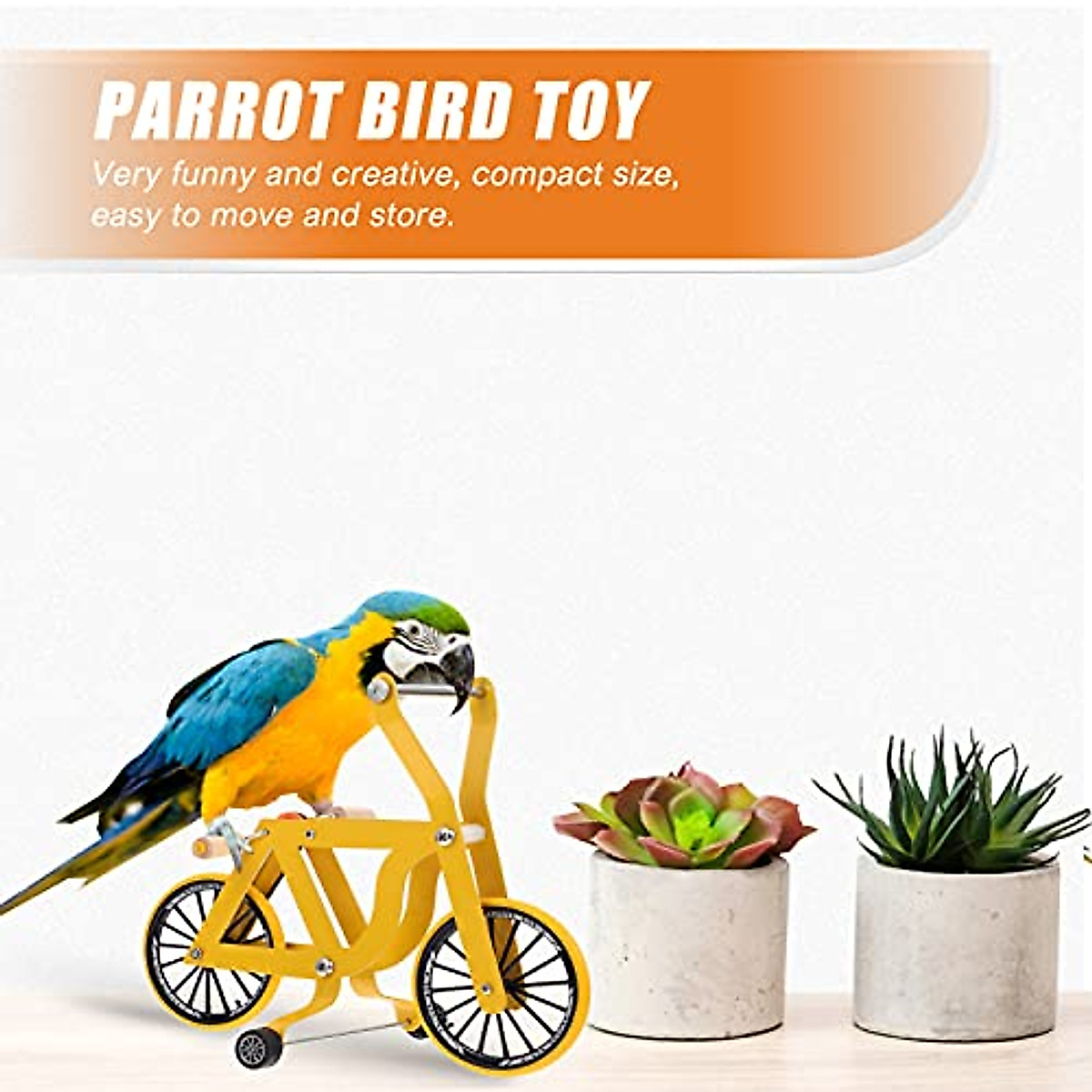 balacoo Bird Toys Parrot Training Playthings Mini Bicycle Bike Funny Bird Intelligence Toy Supplies for Parakeet Macaws Conures Yellow 15. 5x10x12. 5cm Conure Toys