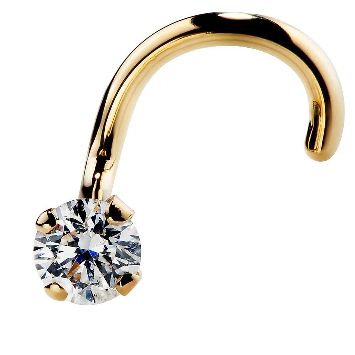 FreshTrends 18G 1.5mm 0.015 ct. tw Diamond SI1-SI2 G-H 14K Yellow Gold Twist Screw Nose Ring SI1