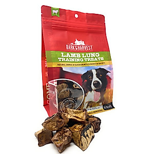 Bark & Harvest Dried Lamb Lung Training Treats - Grain Free Dog Training Chew Treats -Natural Source of Glucosamine & Chondroitin, 5 Ounce Bag