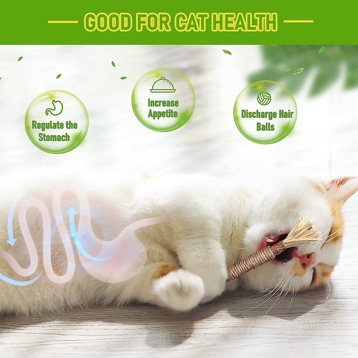 BAWAN Catnip Toys‖ Silvervine for Cats: Cute Cat & Kitten Toys for Indoor Cats Interactive‖ Cat & Kitten Teething Chew Toys for Aggressive Chewers‖ Silvervine Sticks Cat Dental Toy (5PCS)