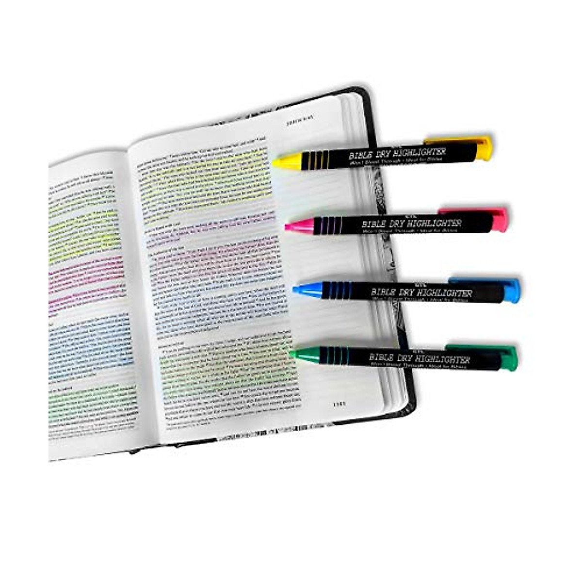G.T. Luscombe Company, Inc. Bible Dry Highlighting Kit | No Bleed Eco-Friendly Refillable Dry Highlighters | No Sharpening | No Smearing or Fading | Vibrant Colors Yellow, Blue, Pink, Green (Set of 4)