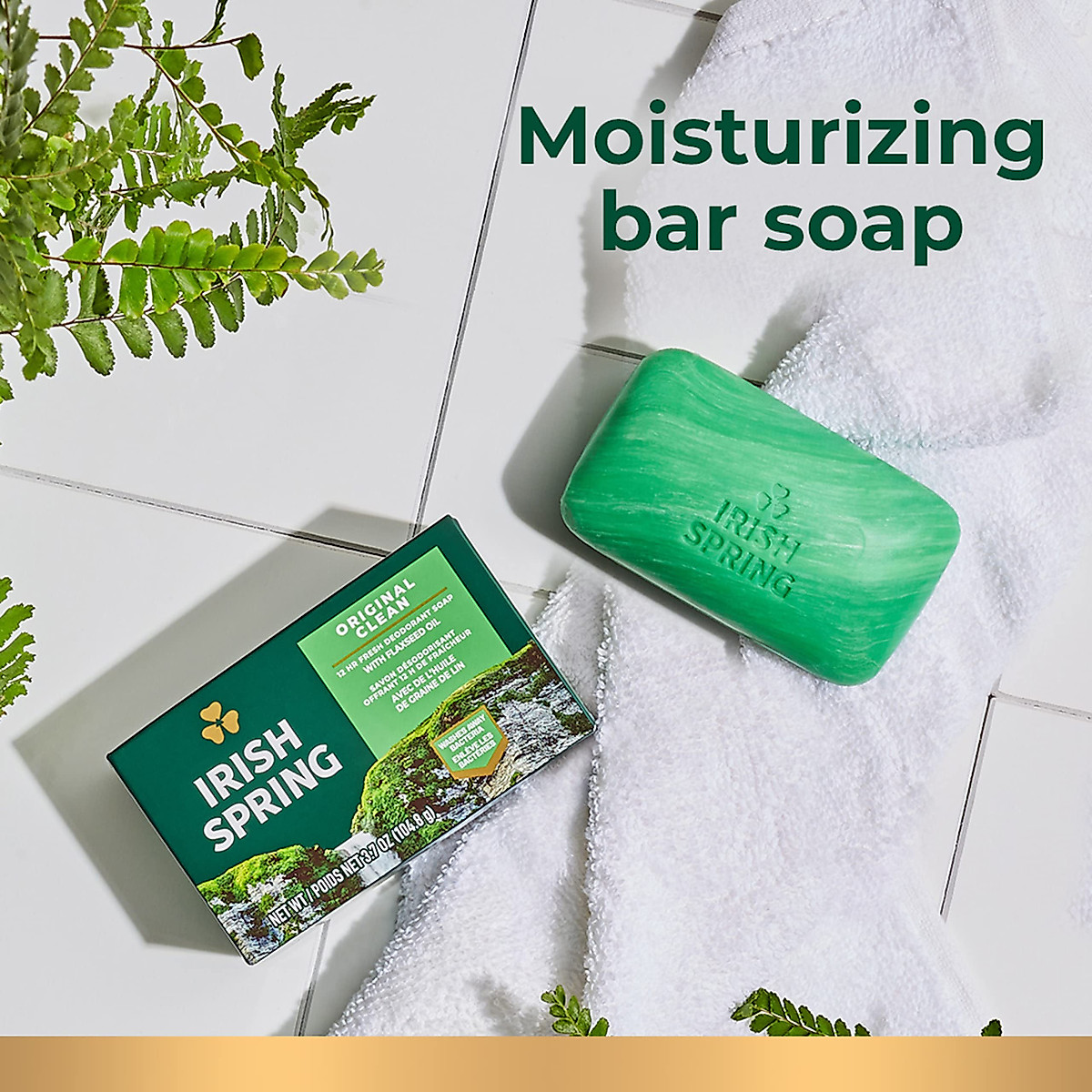 Irish Spring Bar Soap for Men, Original Clean, Smell Fresh and Clean for 12 Hours, Men Soap Bars for Washing Hands and Body, Mild for Skin, Recyclable Carton, 3.7 Ounce - 3 Count (Pack of 8)