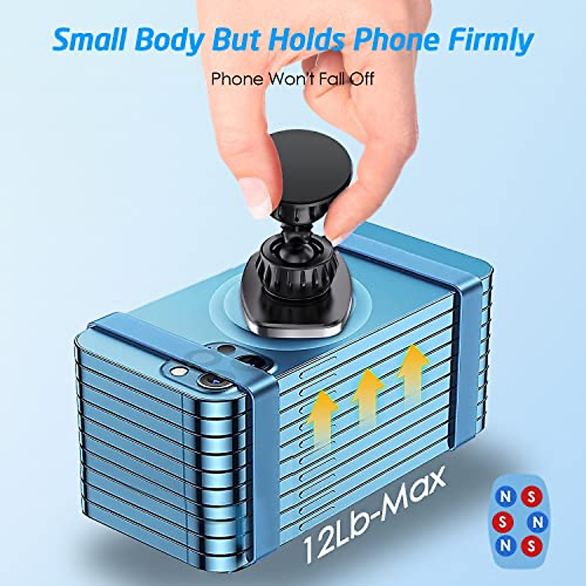 WixGear Universal Stick On Swivel Mount (2 Pack) Dashboard Magnetic Phone Holder for Car, Phone Mount for Car for Cell Phones and Mini Tablets with Fast Swift-snap (New Upgraded Mount)