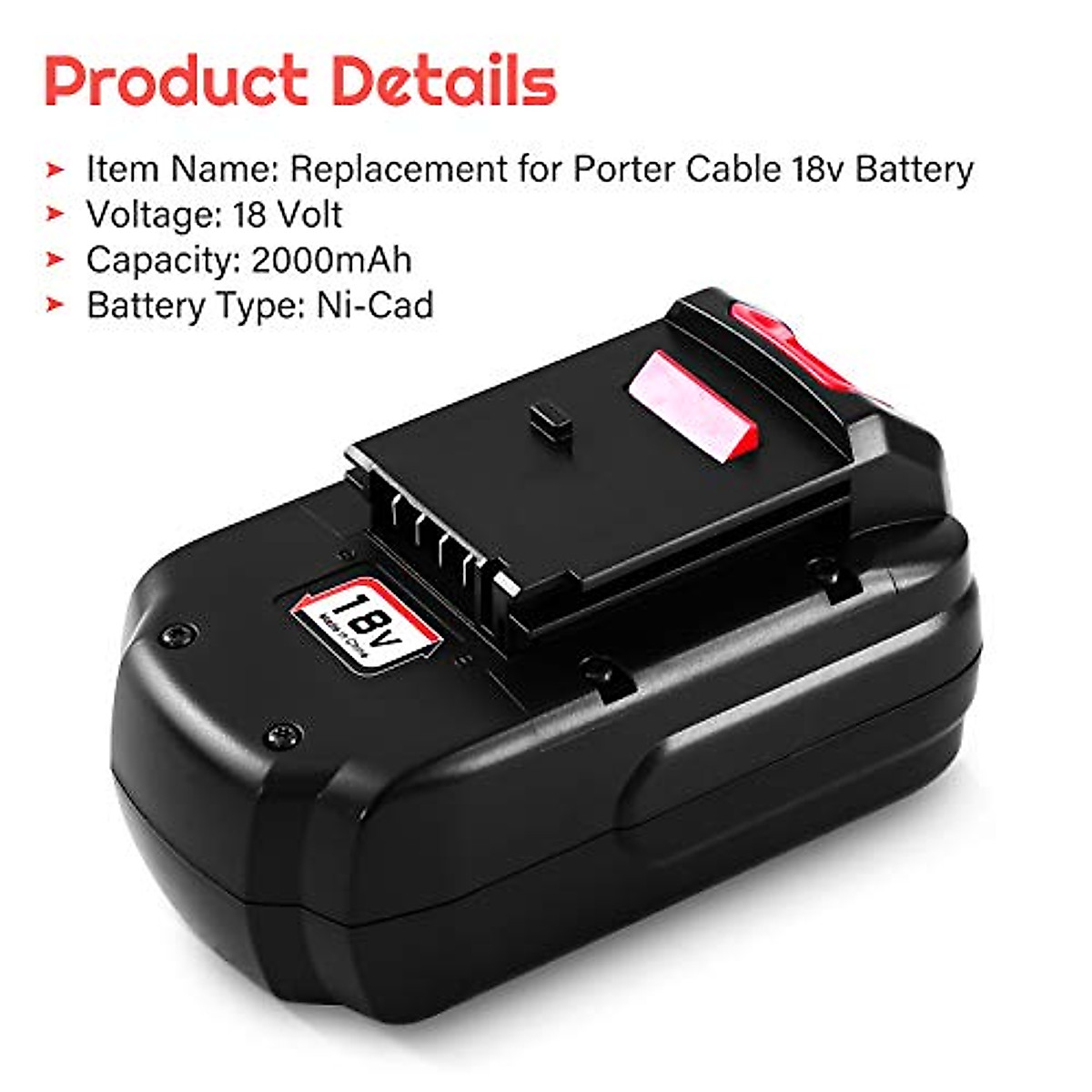 OHYES BAT 18 Volt PC18B Replacement Battery Compatible with Porter Cable 18V Battery PC18B-2 PCC489N PC18BLEX 2Packs