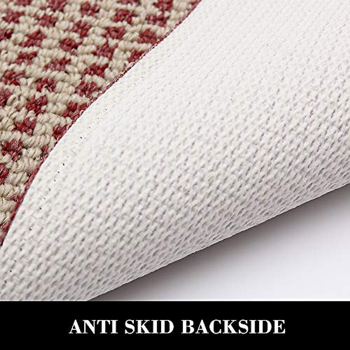 COSY HOMEER 28X18 Inch Washable Kitchen Rug Mats are Made of Polypropylene Square Rug Cushion Which is Anti Slippery and Stain Resistance Red 2 Pcs