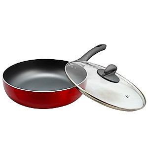 Oster Herscher Non-Stick Aluminum Saute Lid, Tanslucent, 3.5 QT Sauce Pan, Translucent Red