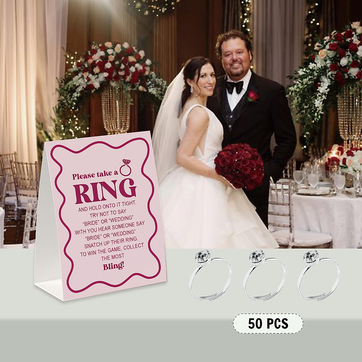 Put a Ring on It Bridal Shower Game, 50 Metal Rings for Don't Say Bride or Wedding Games, Rings for Bridal Shower Games, Bridal Shower Games for Guests, Bridal Shower Decorations -JZYX-R04