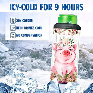 SANDJEST Pig Tumbler Just A Girl Who Loves Pigs 4 in 1 16oz Tumbler Can Cooler Coozie Skinny Stainless Steel Tumbler Gift for Daughter Farm Girl Animal Lover Christmas Birthday