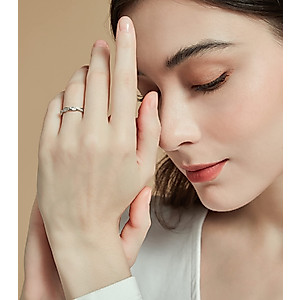 TIGRADE Women Eternity Ring Twisted Rope Cubic Zirconia Engagement Wedding Band Size 4-12, Silver, Size 7.5