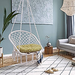 Hammock Chair, Ohuhu Max 330 LB Hanging Chairs with Durable Hanging Hardware Kit, Indoor & Outdoor Use Hammock Chair Macrame Swing, Cotton Rope Handmade Knitted Mesh for Bedroom, Patio, Yard, Garden