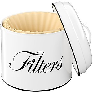 APOIMNA Coffee Filter Holder, Coffee Bar Accessories for Coffee Bar Station, Basket Round Coffee Filter Container Storage for Counter, Coffee bar Decor(White)
