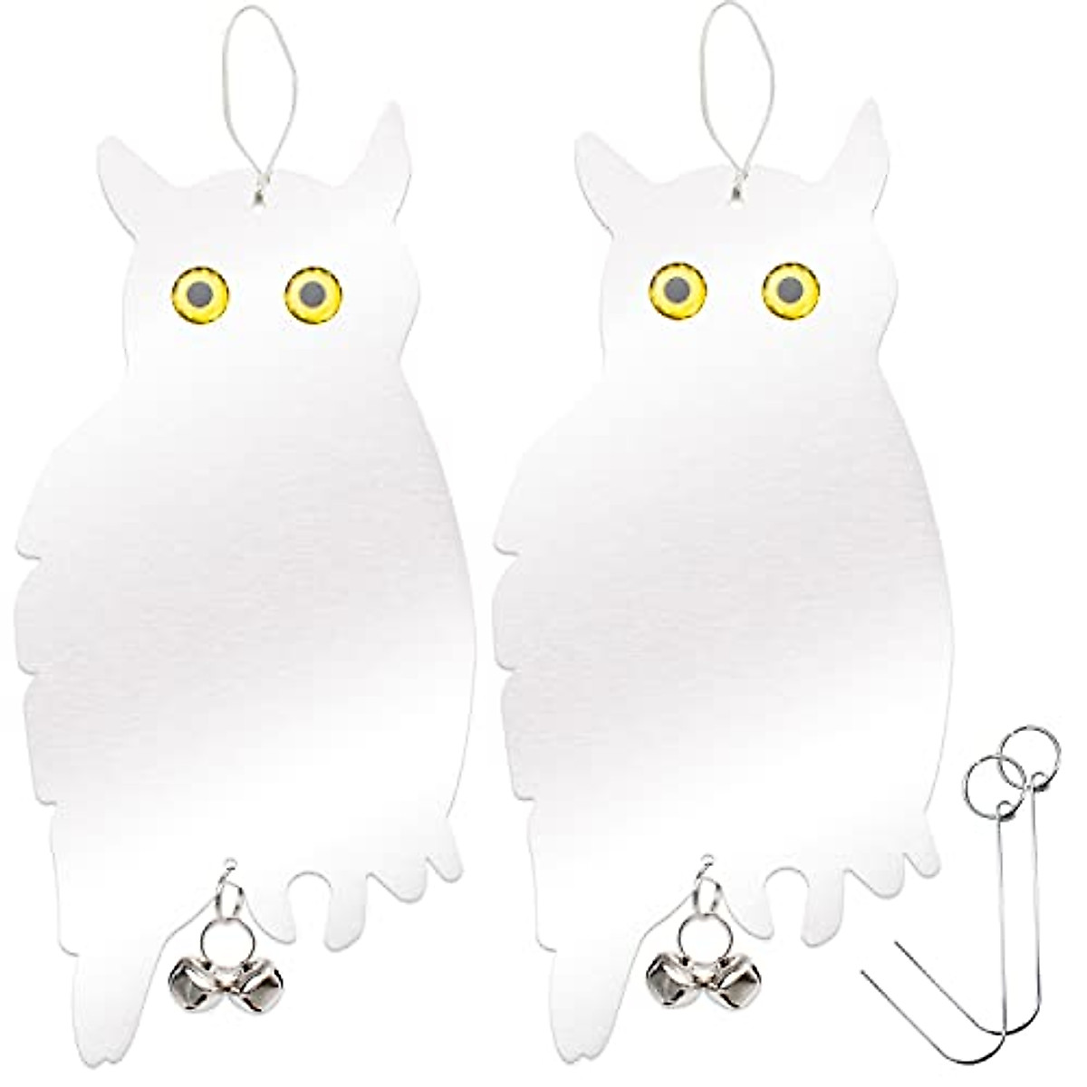 Bird Scarer Devices 16inch Hanging Reflective Fake Owl for Home and Garden - 2 Pack