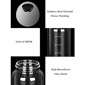 Verdental 7 oz Salt Pepper Shakers with Adjustable Outlet Holes Clear Glass Shaker Bottles Spice Seasoning Cans for Kitchen Decor and Home Restaurant BBQ Camping Farmhouse Kitchen Accessories (200ml)