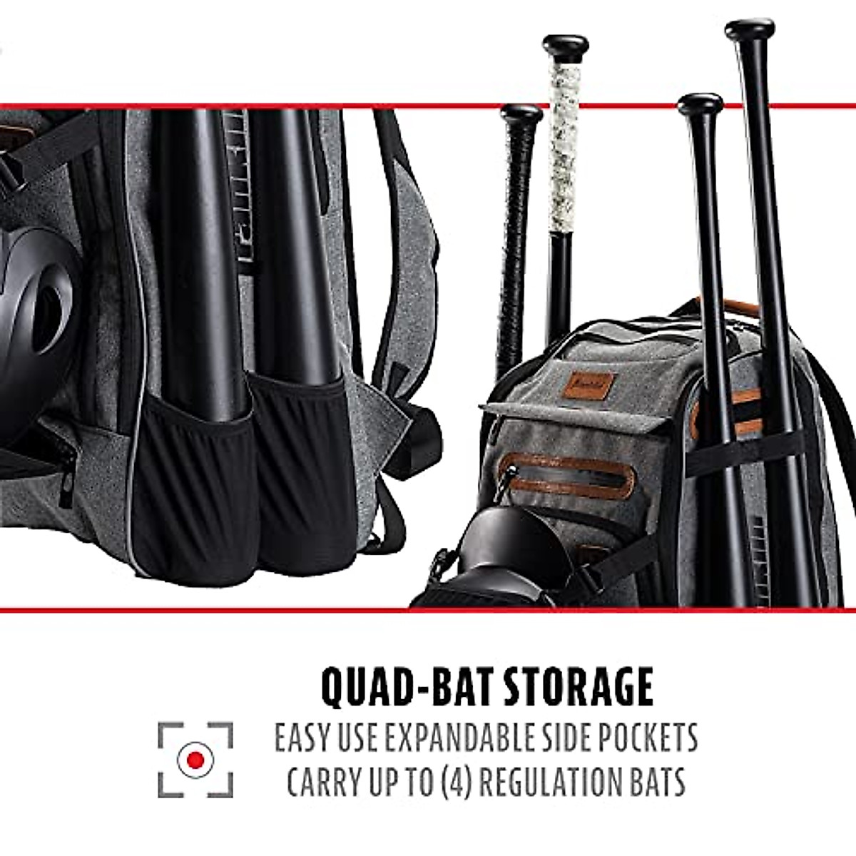 Franklin Sports Baseball + Softball Bag - MLB Traveler Elite Sport Equipment Backpack - Adult + Youth Bat Bag - Fits Cleats, Bats + Helmet - Gray