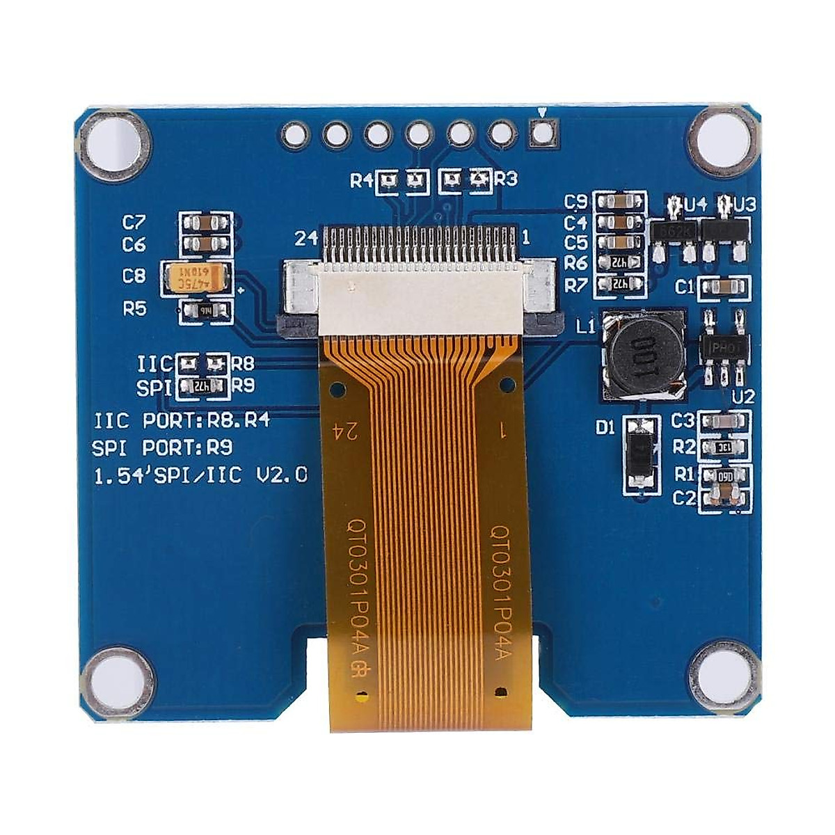 1.54 Inch OLED Module 128 x 64 White Yellow Blue SSD1309 Driver I2C Interface Display Module (White)