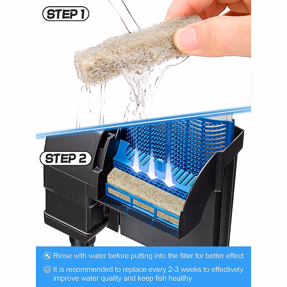 MEWTOGO 12 Pcs Ammonia Reducer Filter Pads for Aqueon QuietFlow LED PRO, Compatible with Model 10, Fish Tank Filter Cartridges for Fresher Water and Healthier Fish