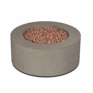 Real Flame Aegean Round Propane Fire Table for Outdoors in Mist Gray with Natural Gas Conversion Kit, Lid and Storage Cover - Durable Gray Fire Pit
