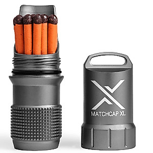 EXOTAC - MATCHCAP XL Waterproof Camping Match Kit Holder with Integrated Striker in Trapped Blister