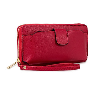 Rebecca & Rifka Pebble Faux Leather Zip Around Wristlet Wallet with Phone Pocket