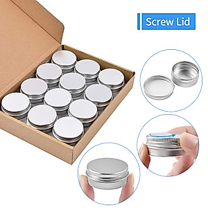 Aluminum Tin Cans, 24PCS 1/2 Oz Metal Round Tins Containers Screw Lid Small Empty Storage Travel Tin Jars for Candles, Salve, Cosmetics, Spice, Christmas Decorations
