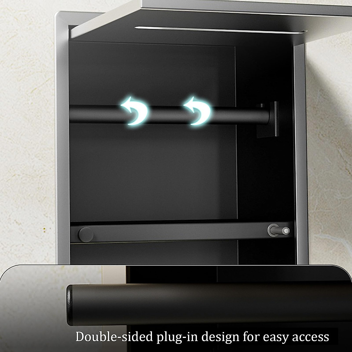 HJLKDYM Toilet Paper Dispenser with Recessed Wall Niche, No Tiles Required for Storage,Stainless Steel Toilet Paper Holder with Shelf,Multicolor(Black frame+black)