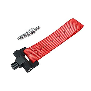 Modengzhe Red Tow Strap for Car High Strength Front or Rear Bumper Towing Hook Belt with Adapter Fitting Compatible with BMW or Other European Car Models if Applicable